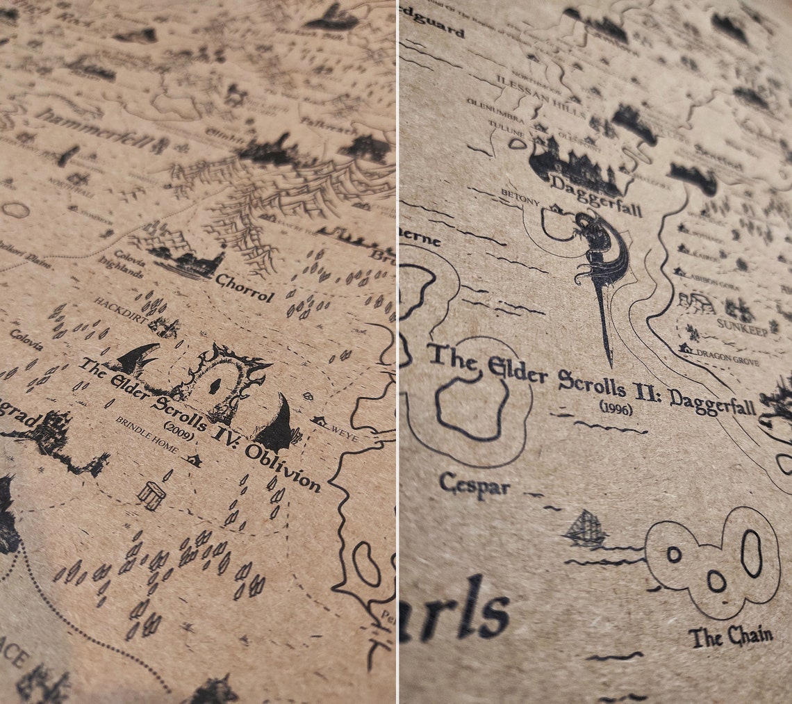 Elder Scrolls Tamriel Map 70100cm Nirn World Fantasy Map - Etsy