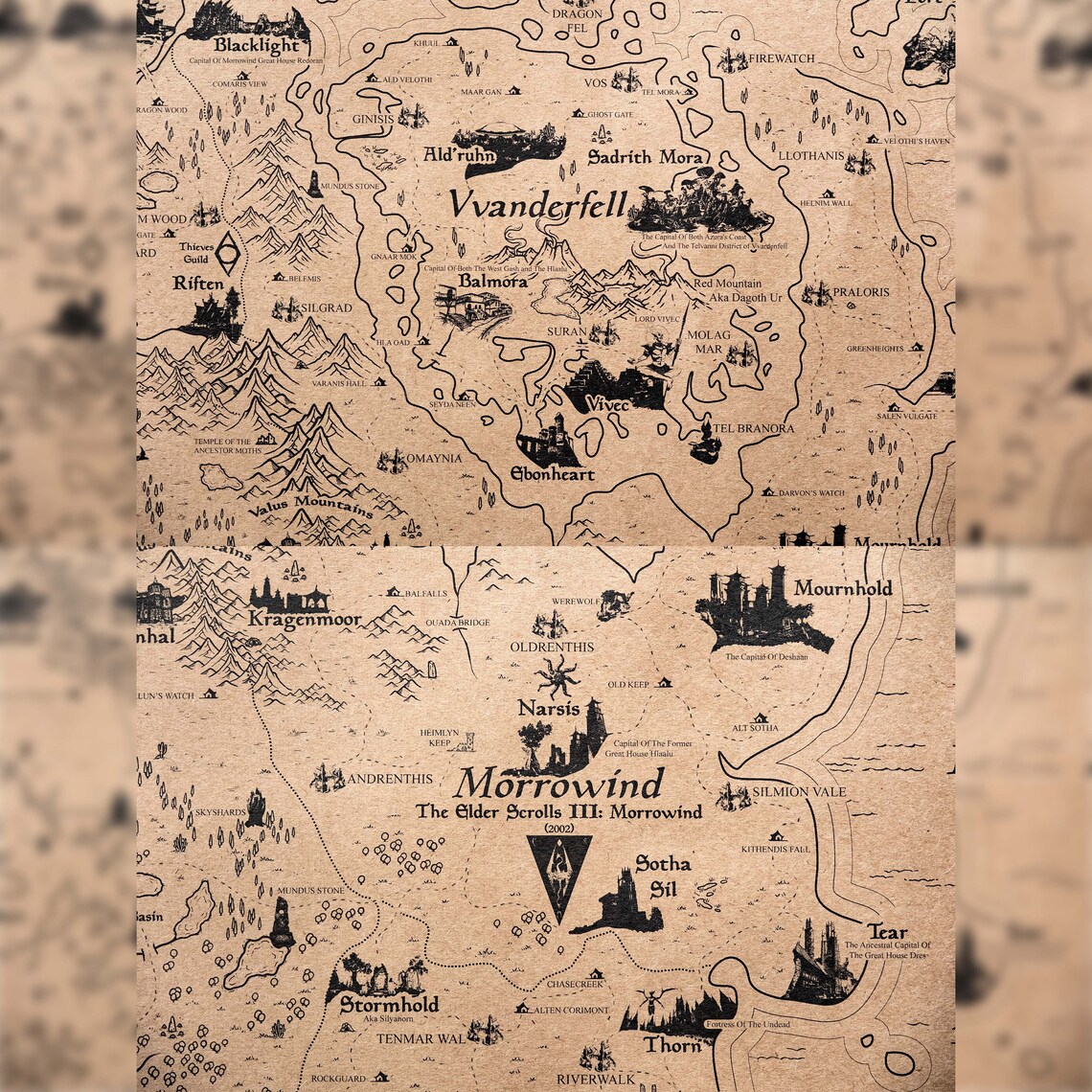 Elder Scrolls Tamriel Map 70100cm Nirn World Fantasy Map - Etsy