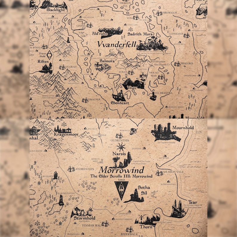 Elder Scrolls Tamriel Map 70100cm Nirn World Fantasy Map - Etsy