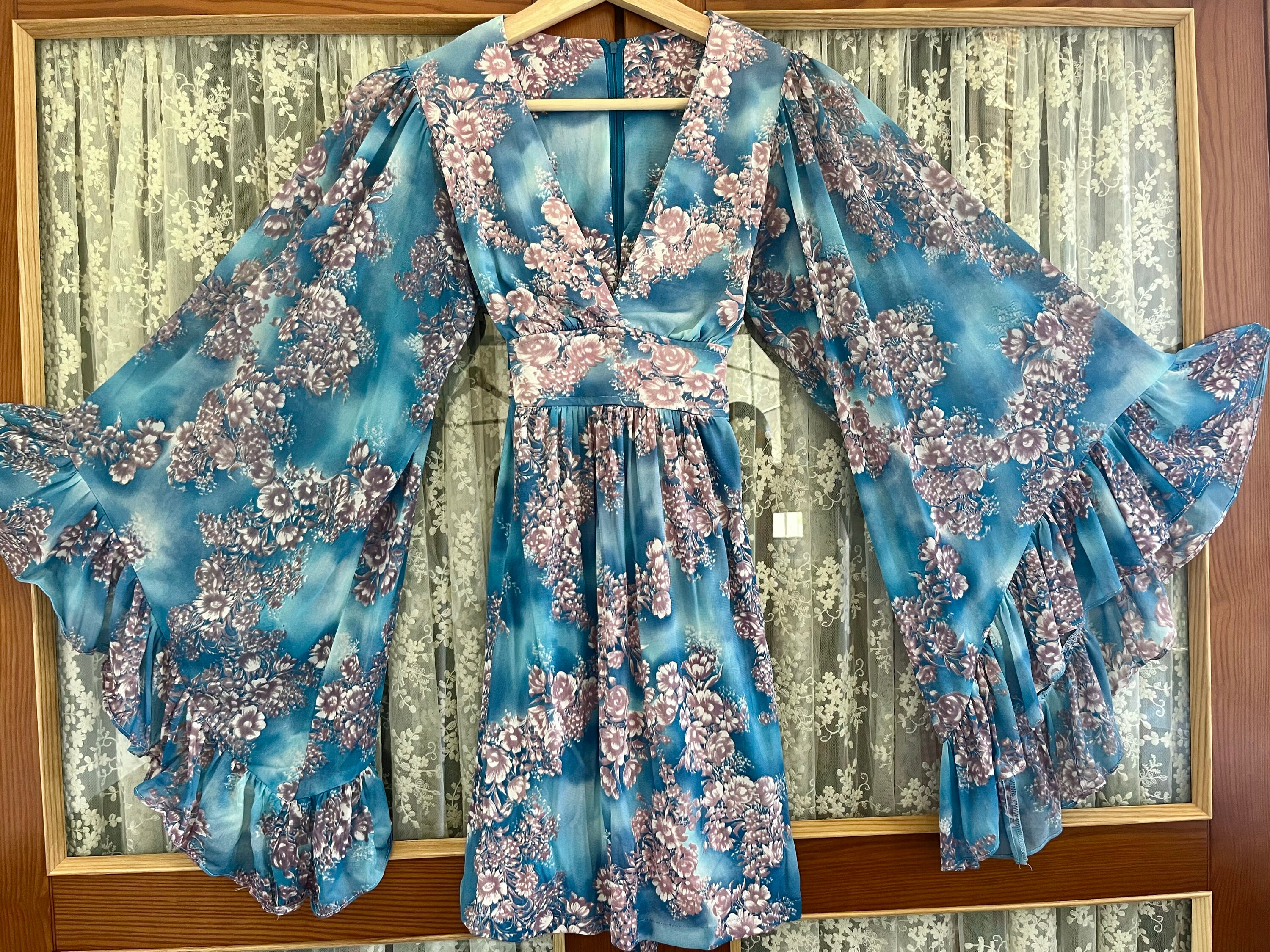 1970s Gunne Sax Style Angel Wing Sleeves Hippie Boho Style Vintage ...