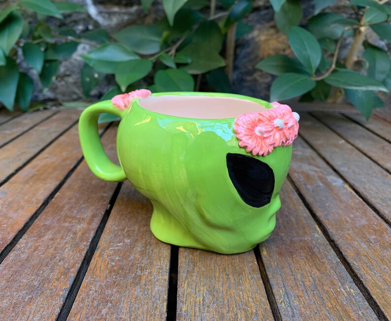 Groovy Alien With Flower Crown Mug Ceramic Coffee Cup Alien - Etsy