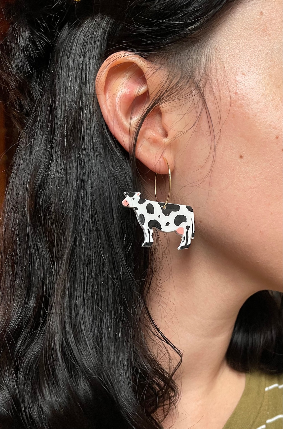 Cow Earrings - Etsy