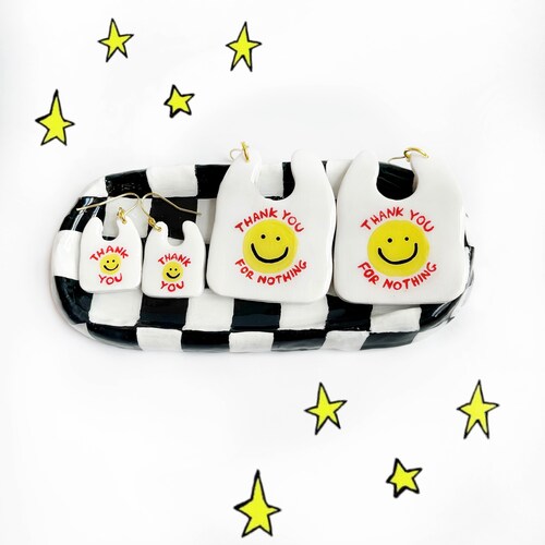 Thank You Bag Earrings Smiley Face Earrings Thank You Bag - Etsy