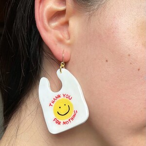 Thank You Bag Earrings, Smiley Face Earrings, Thank You Bag, Polymer ...
