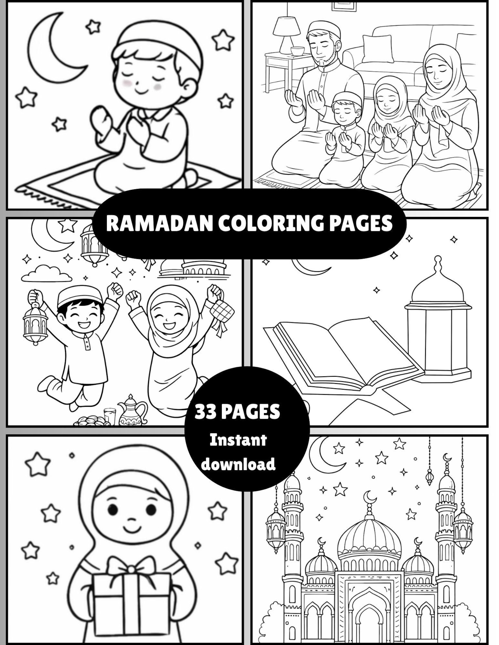 Ramadan Coloring Page Printable PDF Islamic Coloring Sheet for Kids and ...