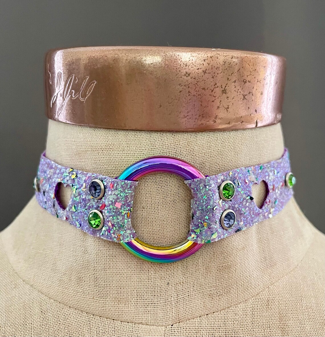 Purple Glitter Heart Choker - Etsy UK