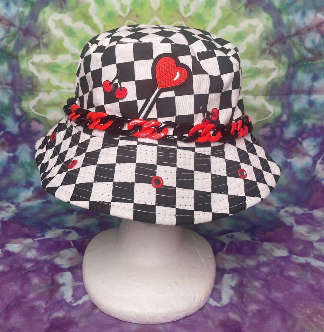 Heart Candy Lollipop Checkered Bucket Hat - Etsy