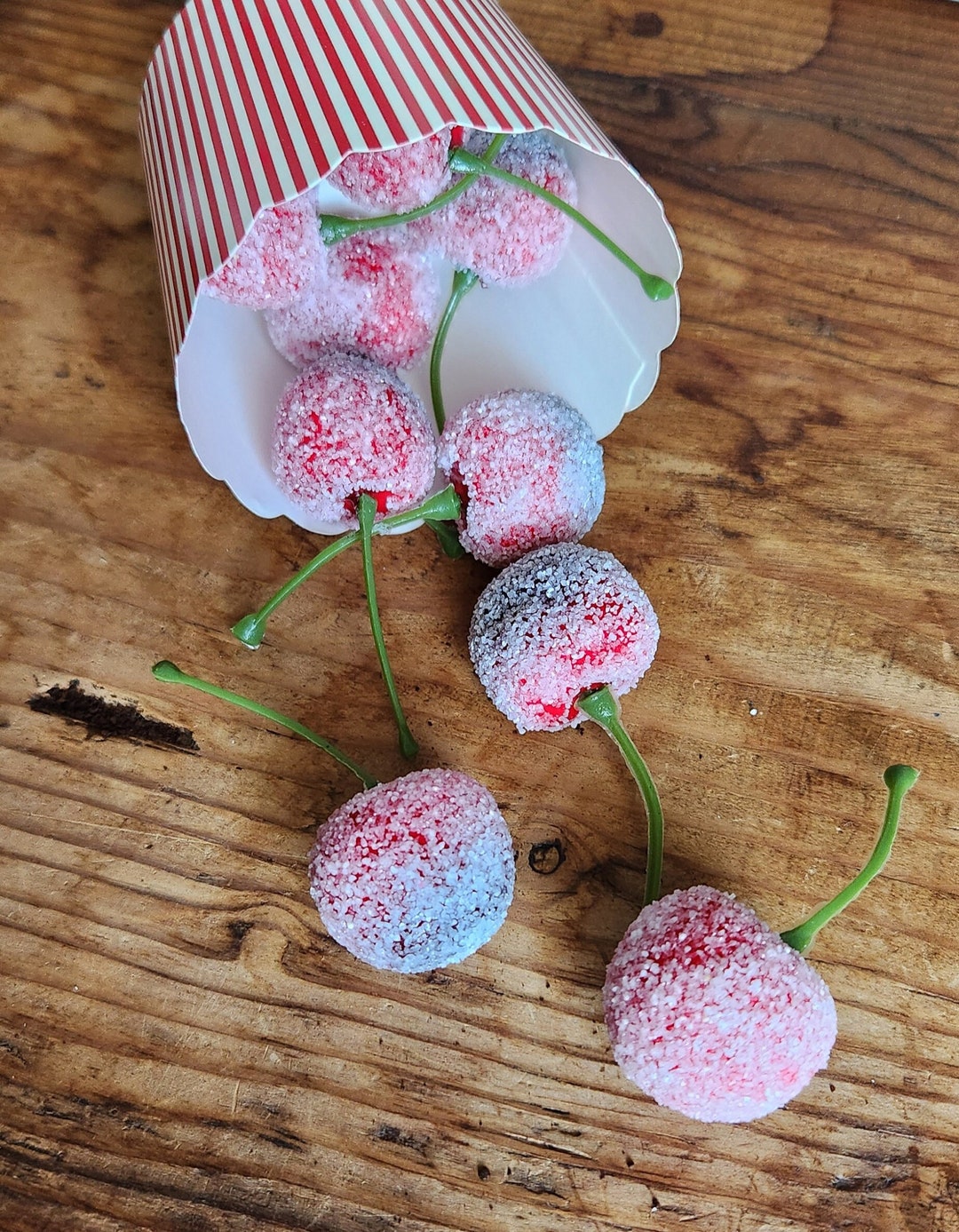 Fake Candied Cherries, Hand Glazed Faux Fruit, Tiered Tray Decor (set ...
