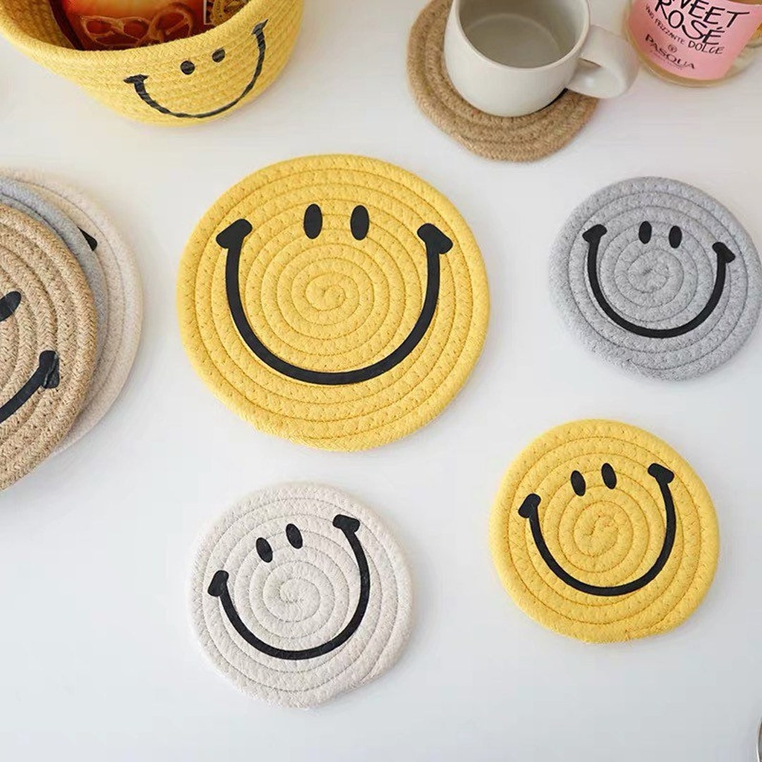Happy Face Coaster Smiley Face Coaster Happy Kitchen Coaster Plate ...