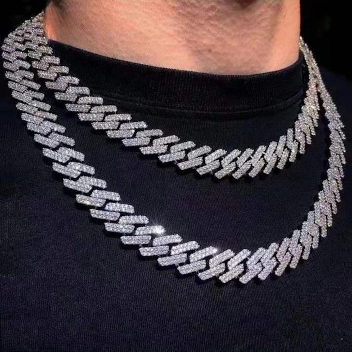 14MM Diamond Miami Cuban Link Chain in White Gold Finish Iced | Etsy 14MM Diamond Miami Cuban Link Chain in White Gold Finish Iced | Etsy