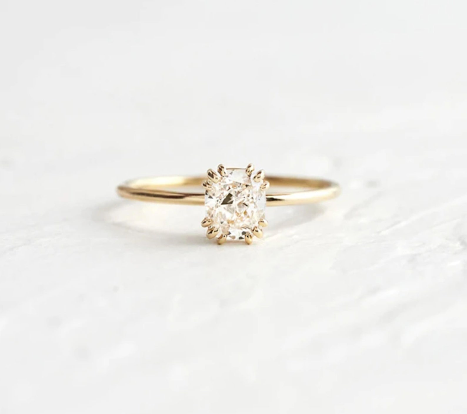 Squoval Diamond CZ Ring Dainty Cubic Zirconia Ring Oval | Etsy