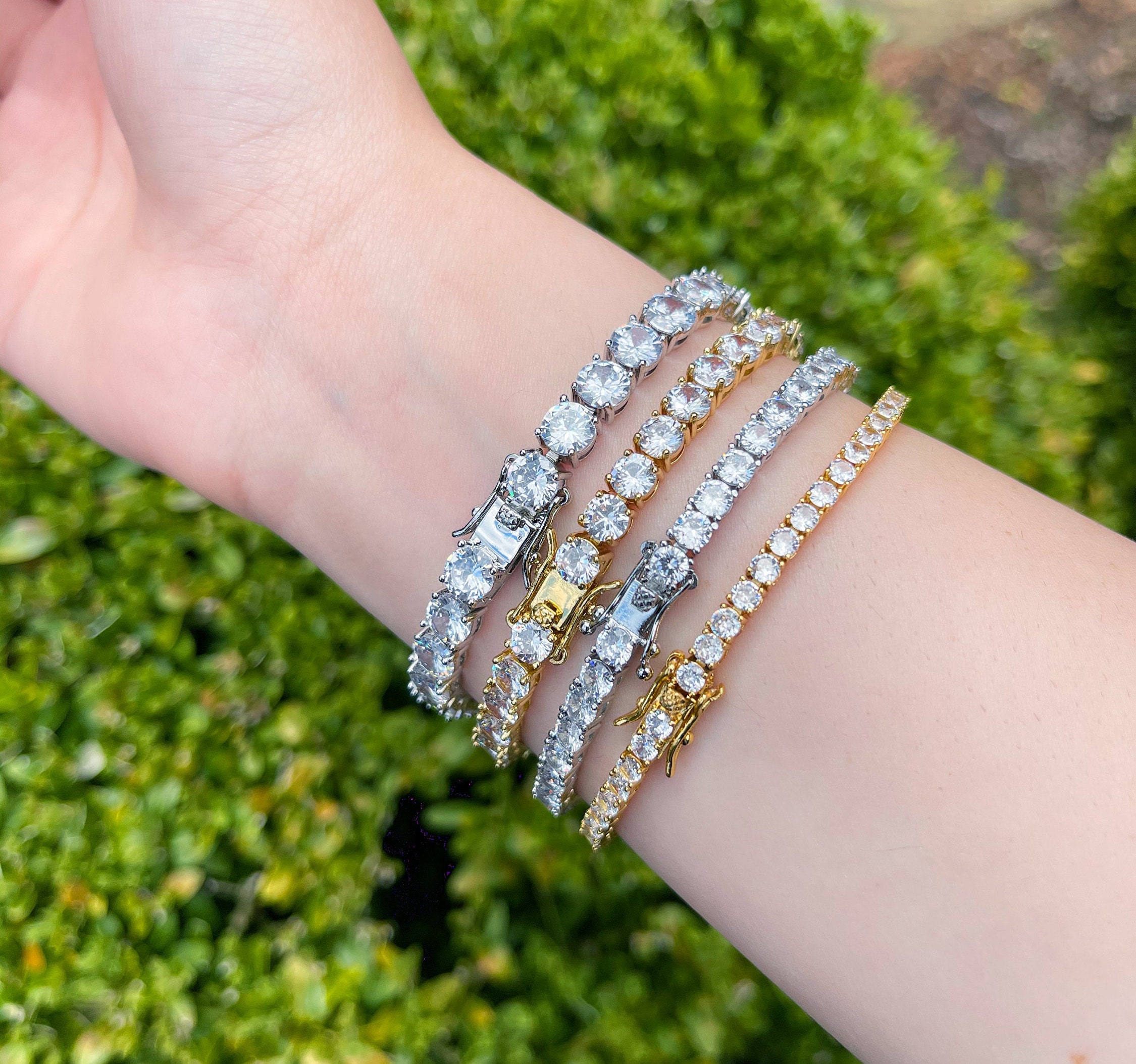 Gold And Silver Diamond Tennis Bracelet Classic Tennis Etsy