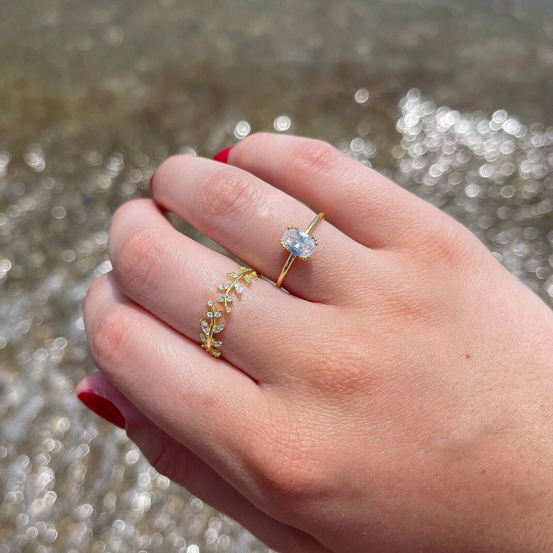 Squoval Diamond CZ Ring Dainty Cubic Zirconia Ring Oval - Etsy