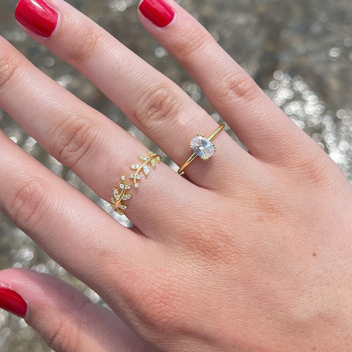 Squoval Diamond CZ Ring Dainty Cubic Zirconia Ring Oval - Etsy