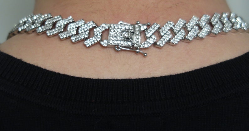 14mm Diamond CZ Cuban Link Chain Cuban Link Chain Gold Miami - Etsy