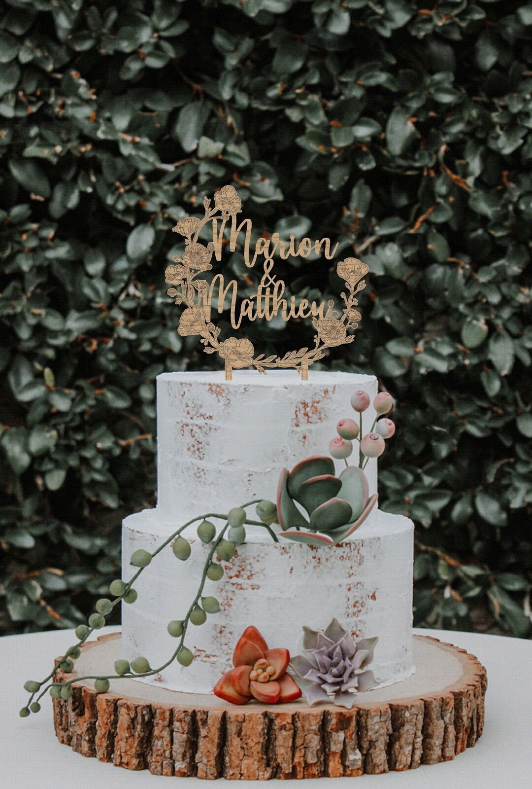 POPPY Cake Topper Wooden Wedding Cake Decoration Wedding Cake Birthday ...