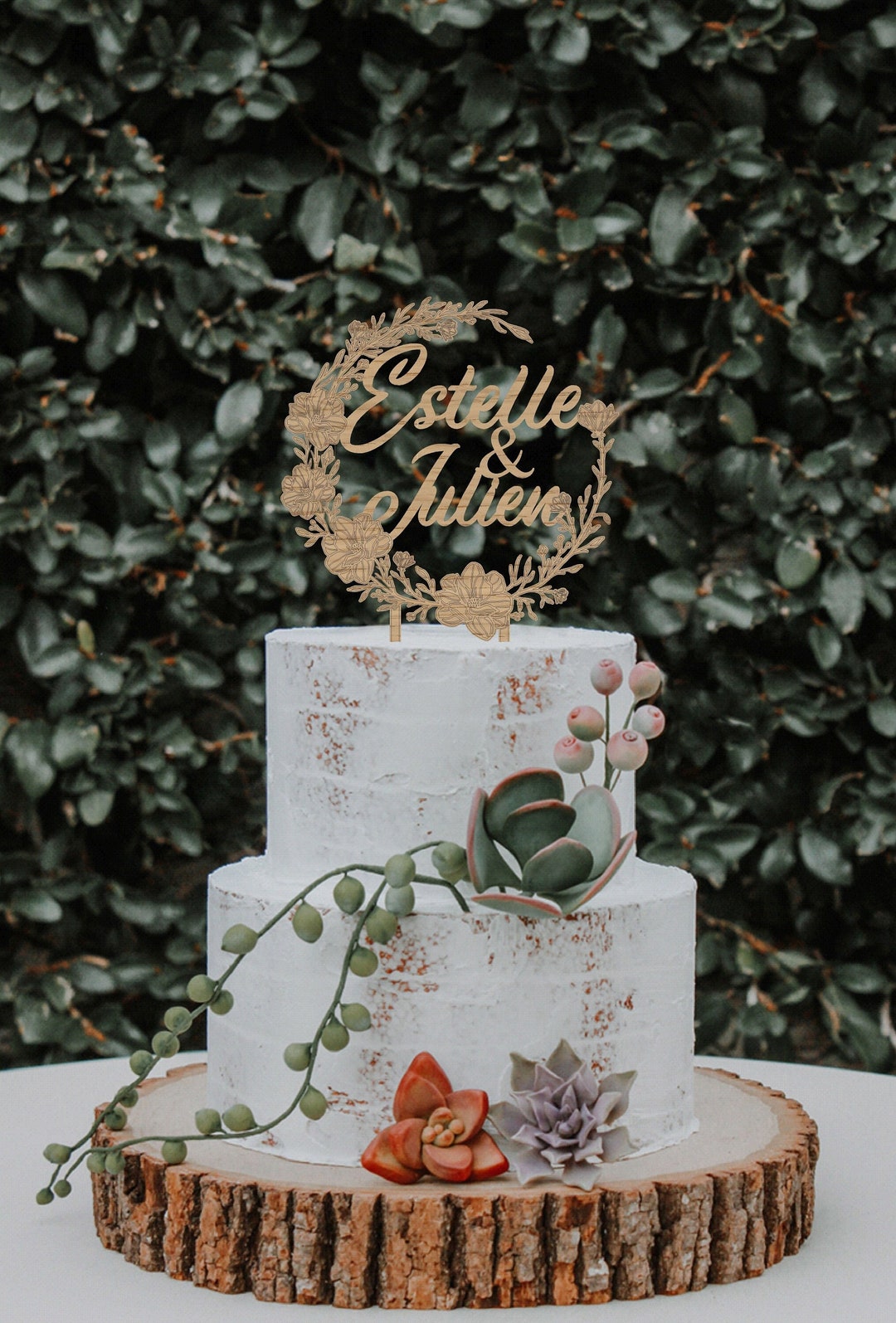 MAGNOLIA Cake Topper Wooden Wedding Cake Decoration Wedding Cake ...