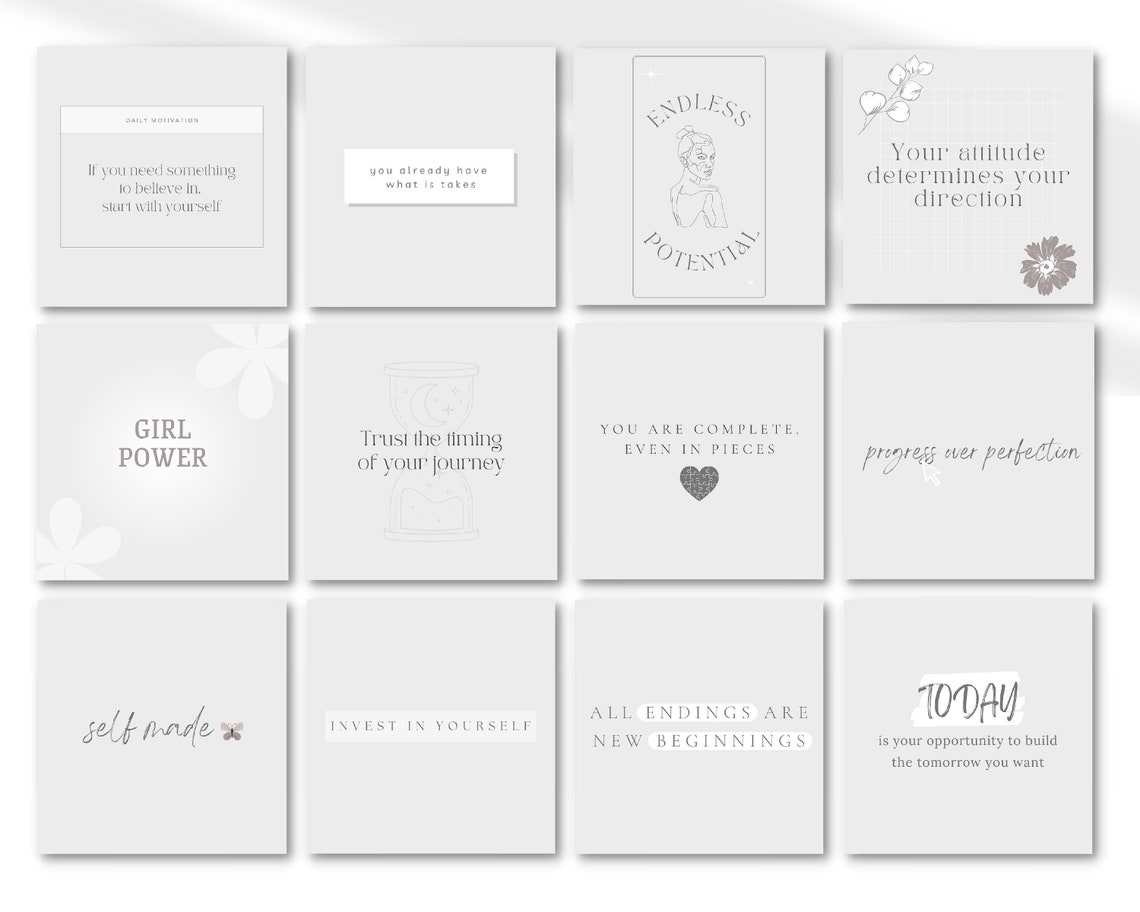 80 Motivational Quotes With BONUS Month Posts Templates for Canva ...