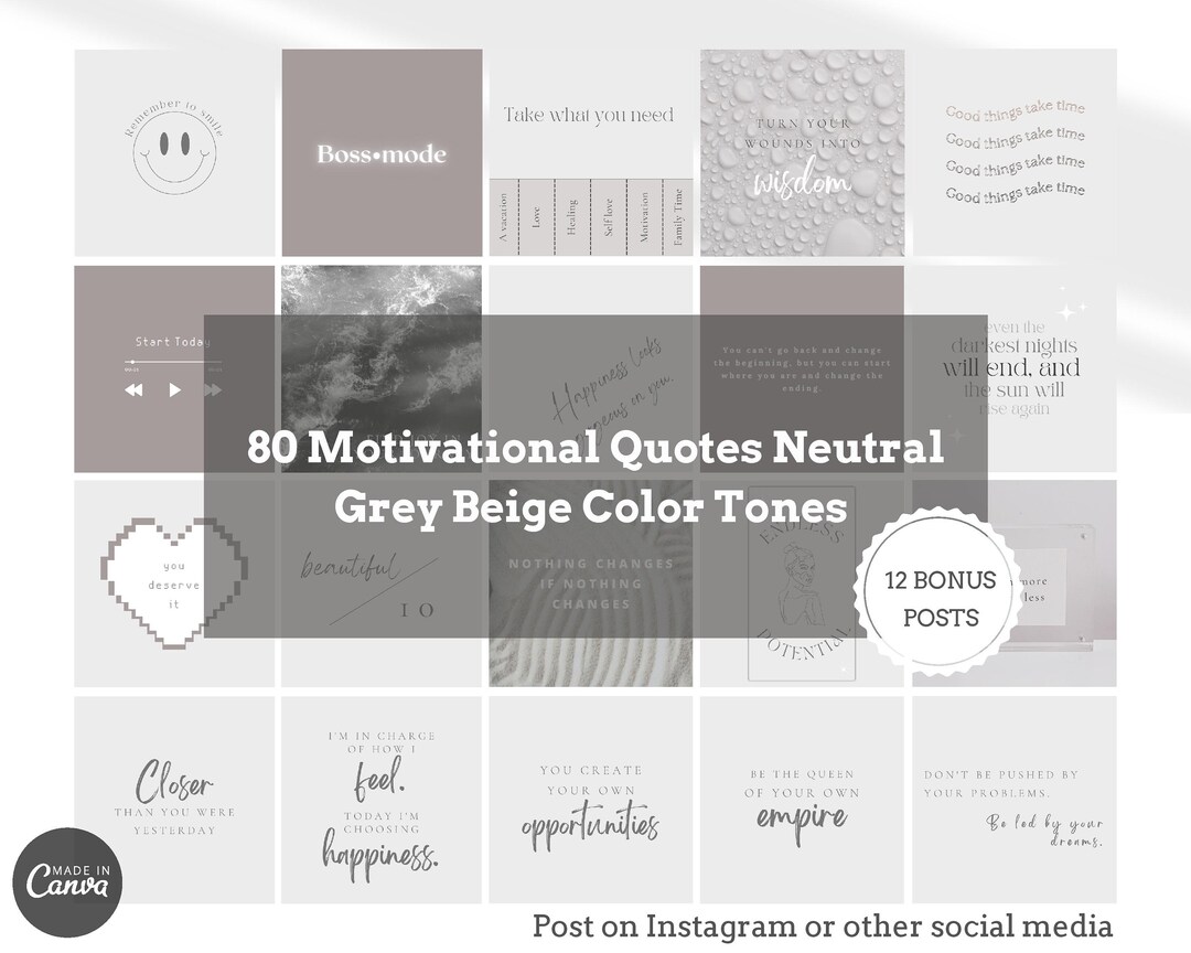 80 Motivational Quotes With BONUS Month Posts Templates for Canva ...