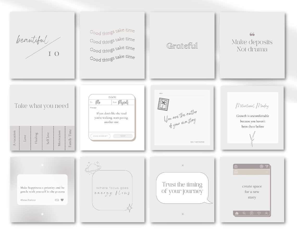 80 Motivational Quotes With BONUS Month Posts Templates for Canva ...