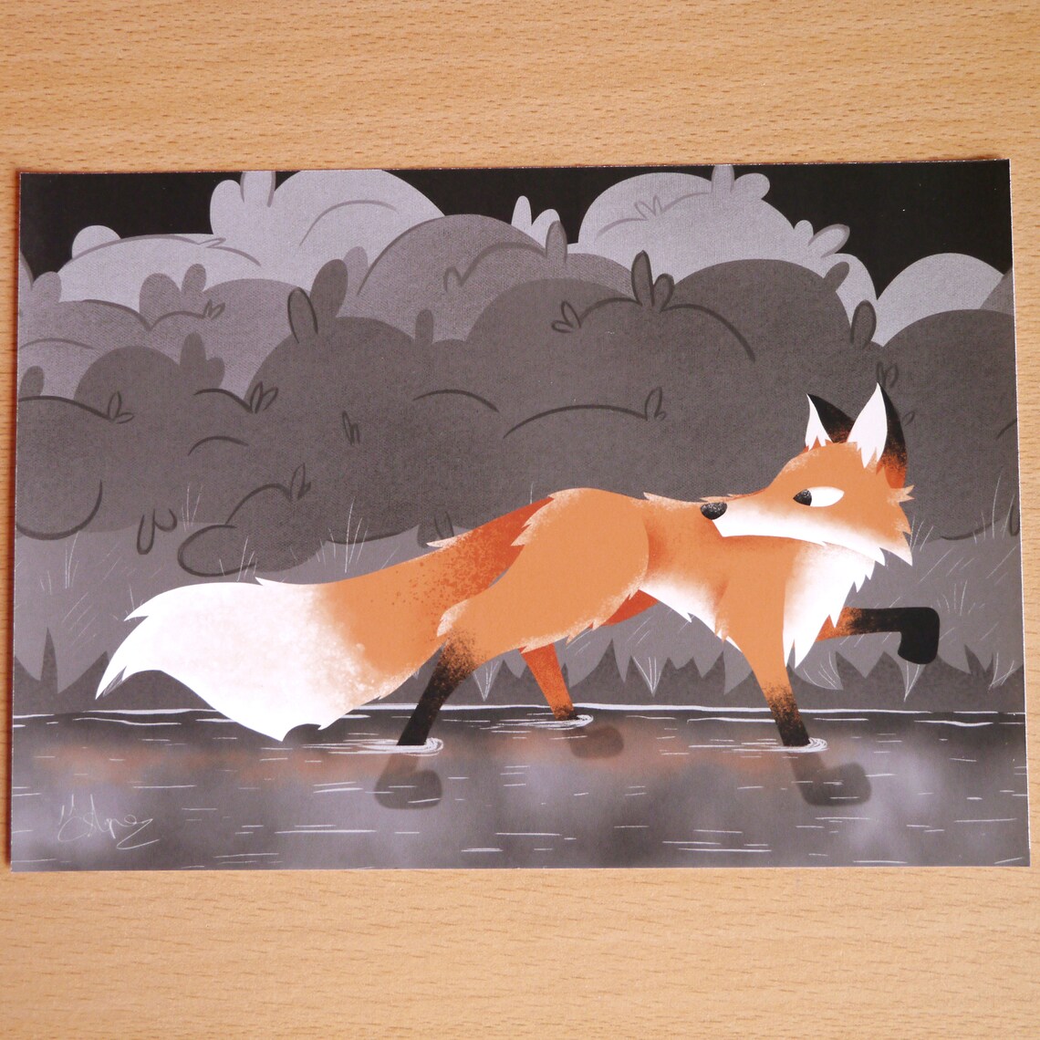 Fox in River Outfoxed Print Original Digital Illustration Children's ...