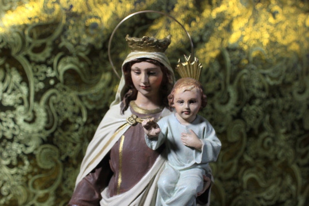 Virgin and Child Statue Old Virgin of Carmen Virgin - Etsy