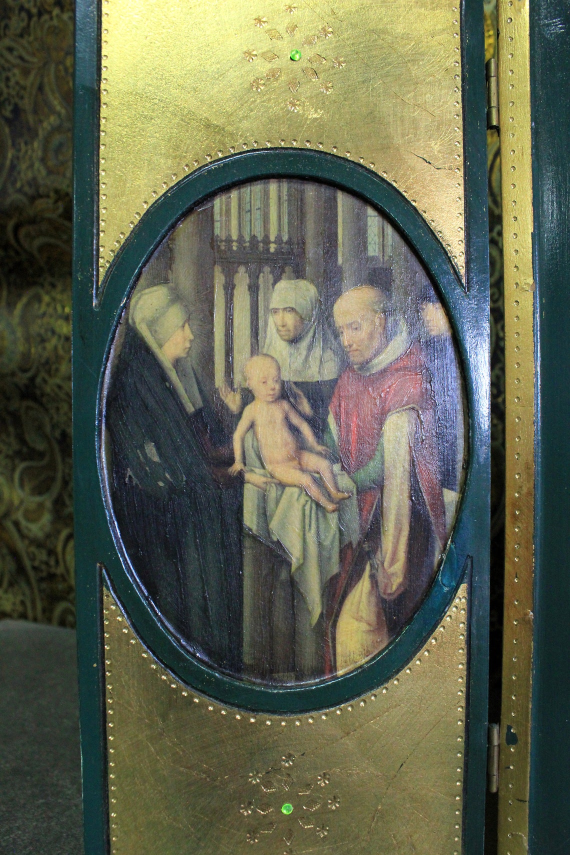 Wooden Triptych, Antique Virgin and Child Triptych, Work of Murillo ...