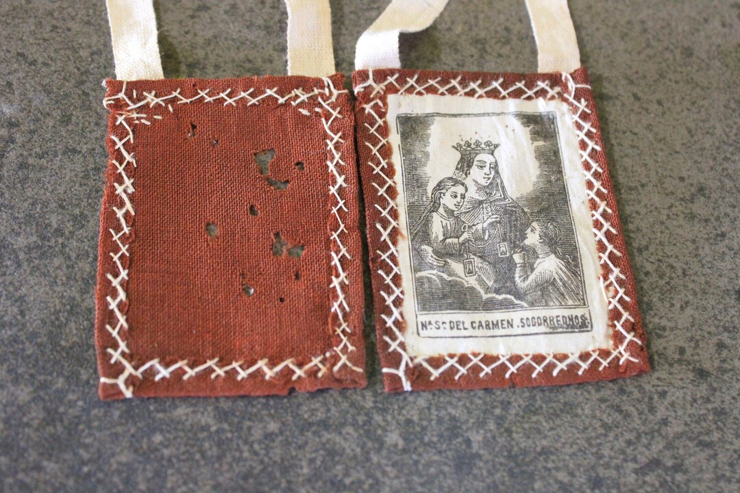 Antique Scapular, Immaculate Conception Scapular, Hand Sewn, Spanish ...