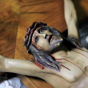 Antique Crucifix, Jesus Crucifix, Glass Eyes, Wall Crucifix, Spanish ...