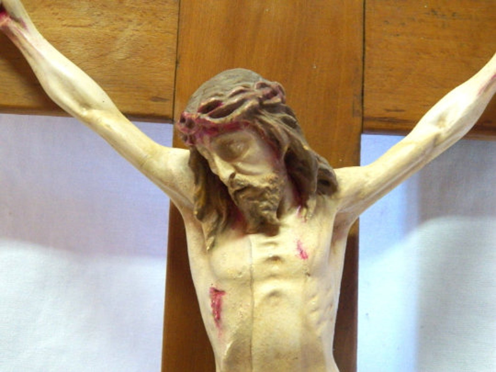 Large Crucifix, Antique Spanish Crucifix, Wall Crucifix, Plaster ...