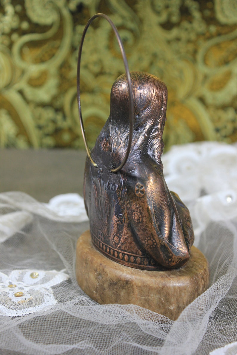 Antique Heart of Jesus Bust, Antique Metal Sculpture, Copper Jesus ...