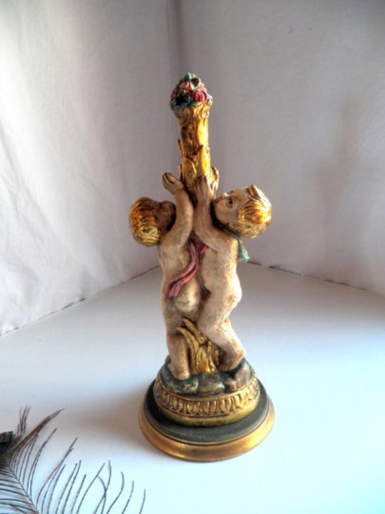 Sculpture Angels With Pedestal Putti Angels Statue Plaster | Etsy