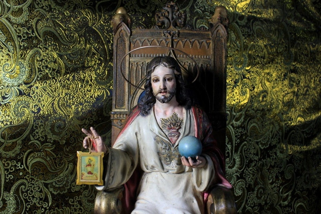 Amazing Jesus on Throne, Large Jesus Christ Sculpture, Religious Figure ...