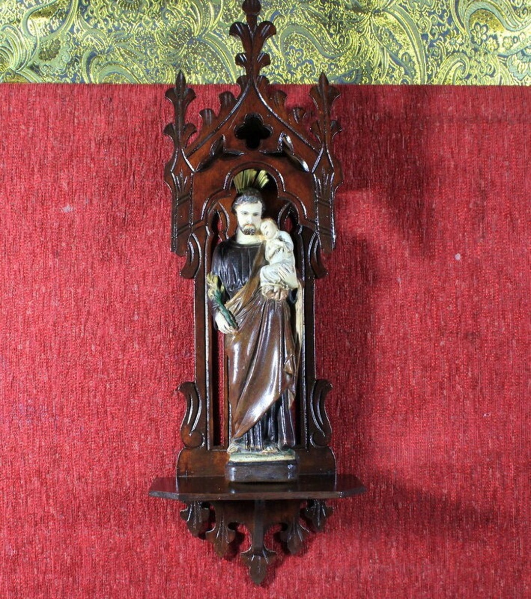 Wall Chapel, 55 Cm, Old Gothic Style Chapel, Niche Saint Joseph With ...