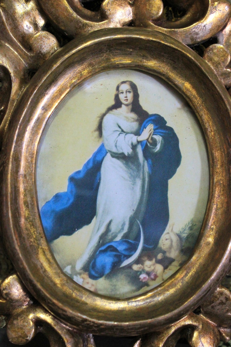Icono Virgen De La Inmaculada Antiguo Altar Relicario Icono - Etsy