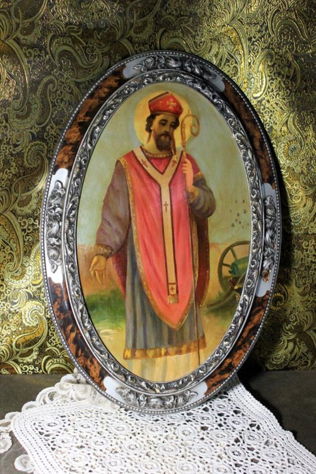 Antique Oil on Cardboard, Religious Painting, Antique Religious Oil ...