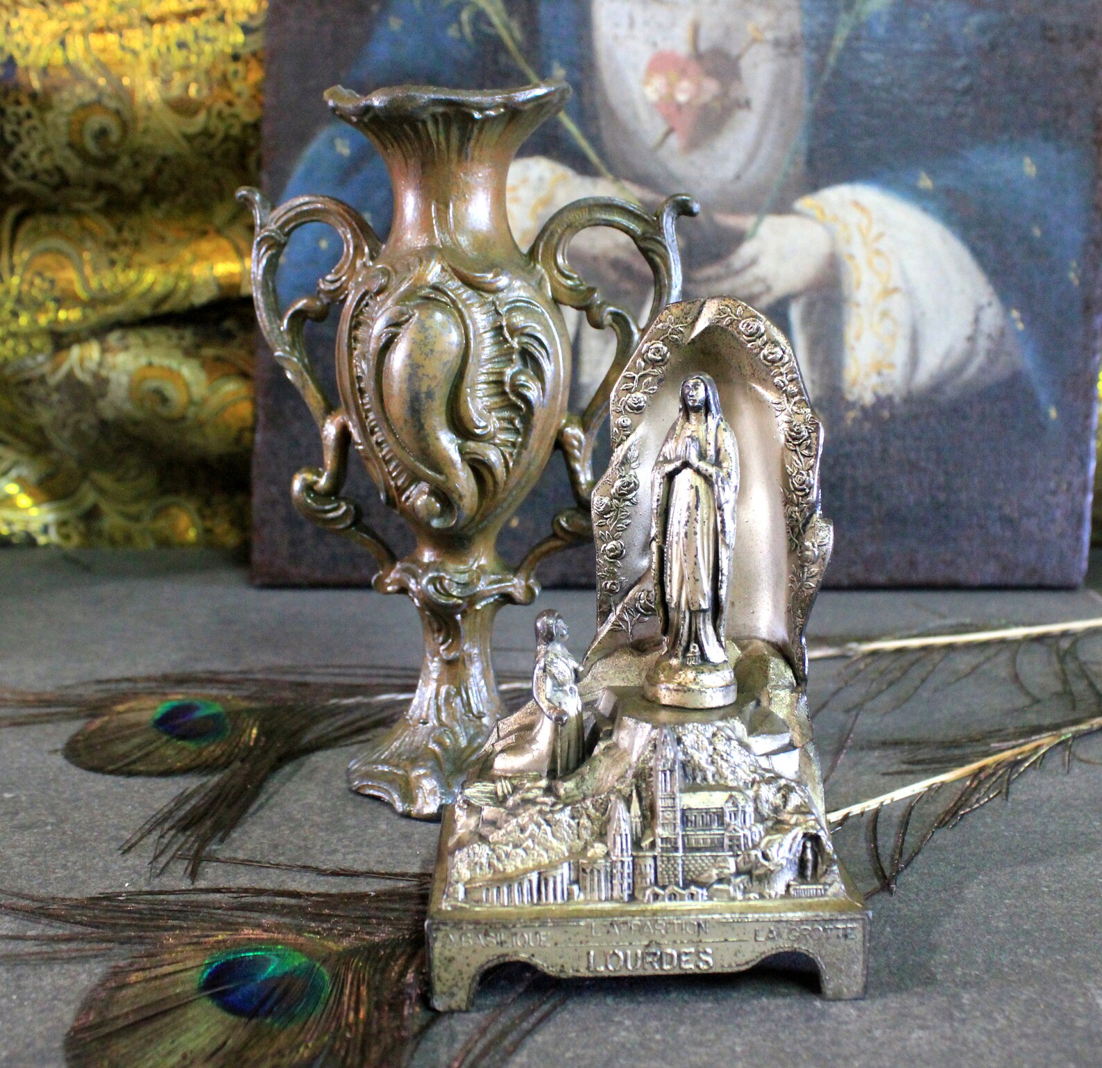 Religious Set with Crater and Musical Box of the Virgin of | Etsy