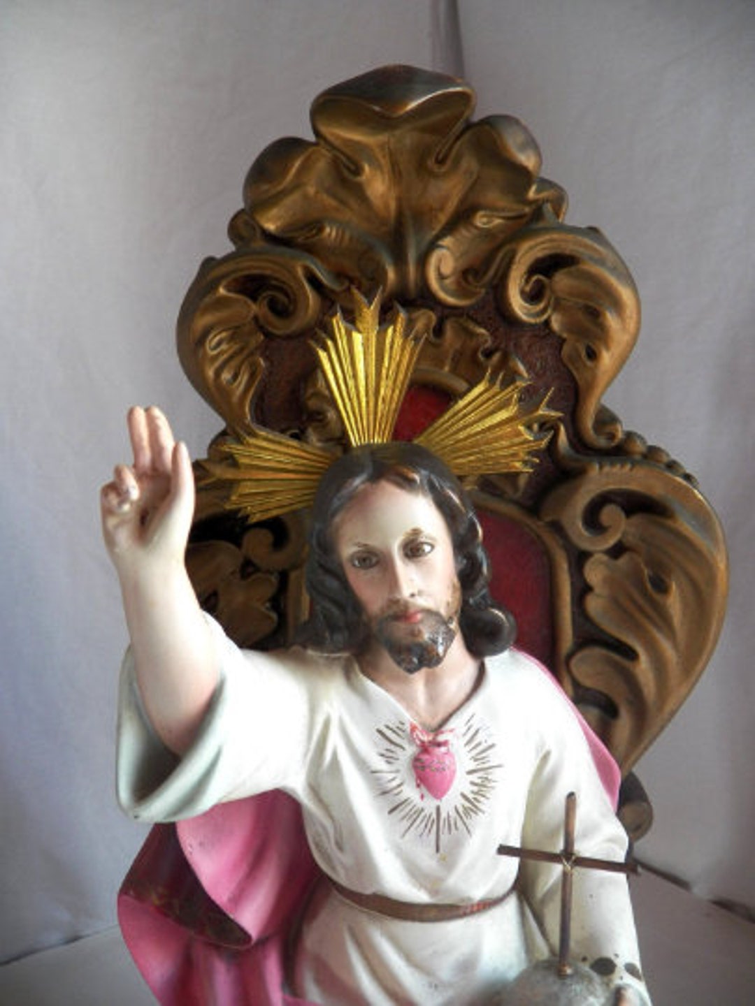 Ancient Jesus on Throne, Jesus Christ Sculpture, Religious Figure ...