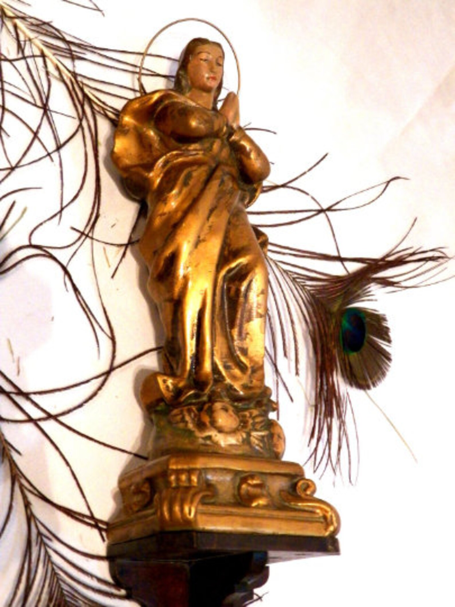 French Statue Virgin Mary, Antique Virgin, Immaculate Conception Virgin ...