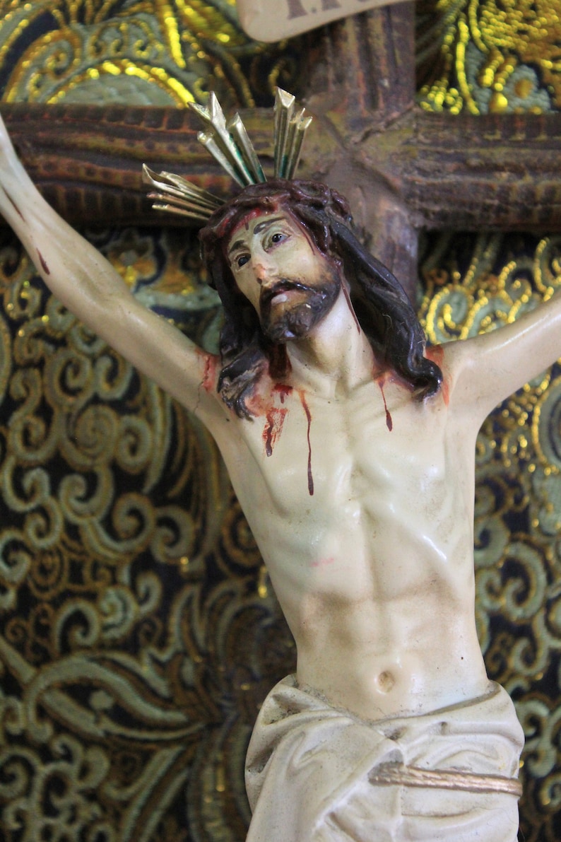 Antique Plaster Crucifix Spanish Crucifix Wall Crucifix - Etsy