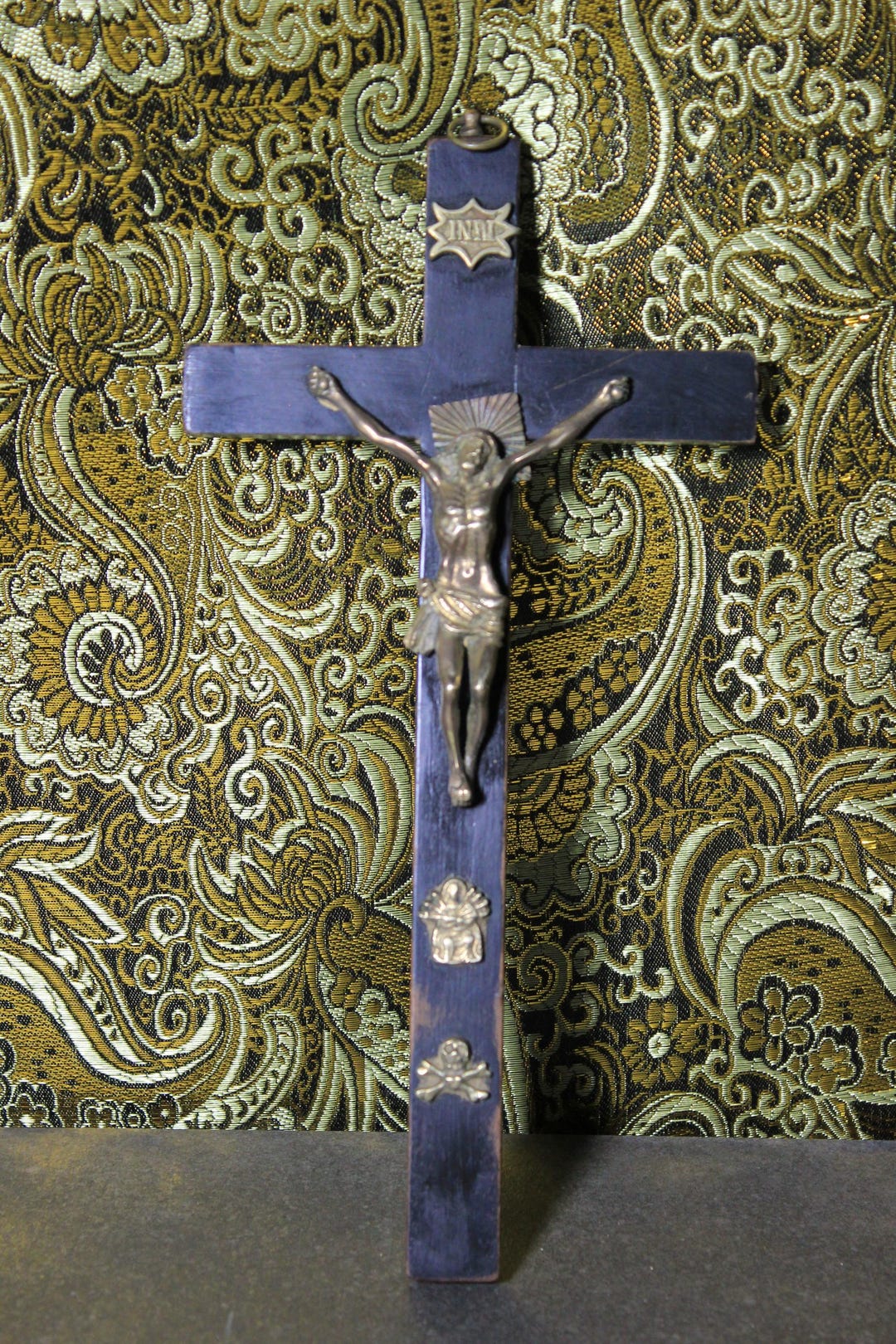 19th Century Wooden Cross, Victorian Crucifix, Bronze Christ, Religious ...