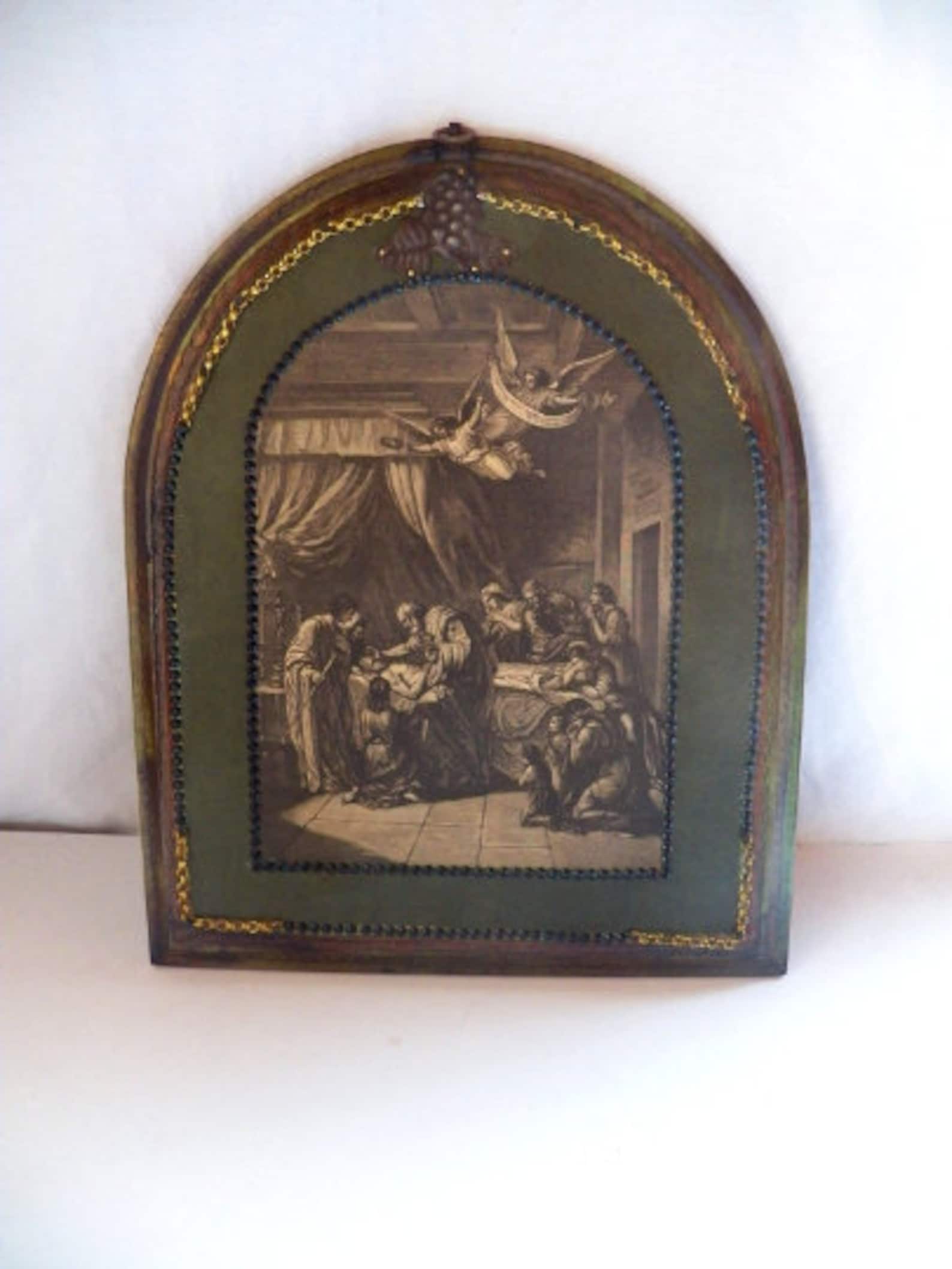 Old Lithography 19th, Religious Icon, Black and White Lithography ...