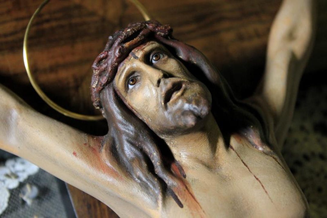 Antique Crucifix, Jesus Crucifix, Glass Eyes, Wall Crucifix, Spanish ...