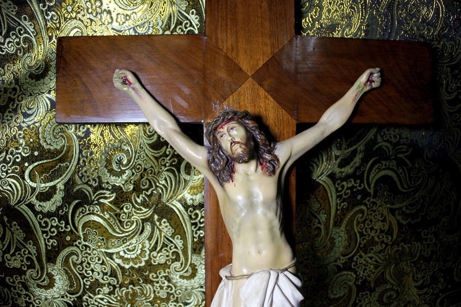 Large Plaster Crucifix, Old Wood Cross, Wall Crucifix, Christian ...