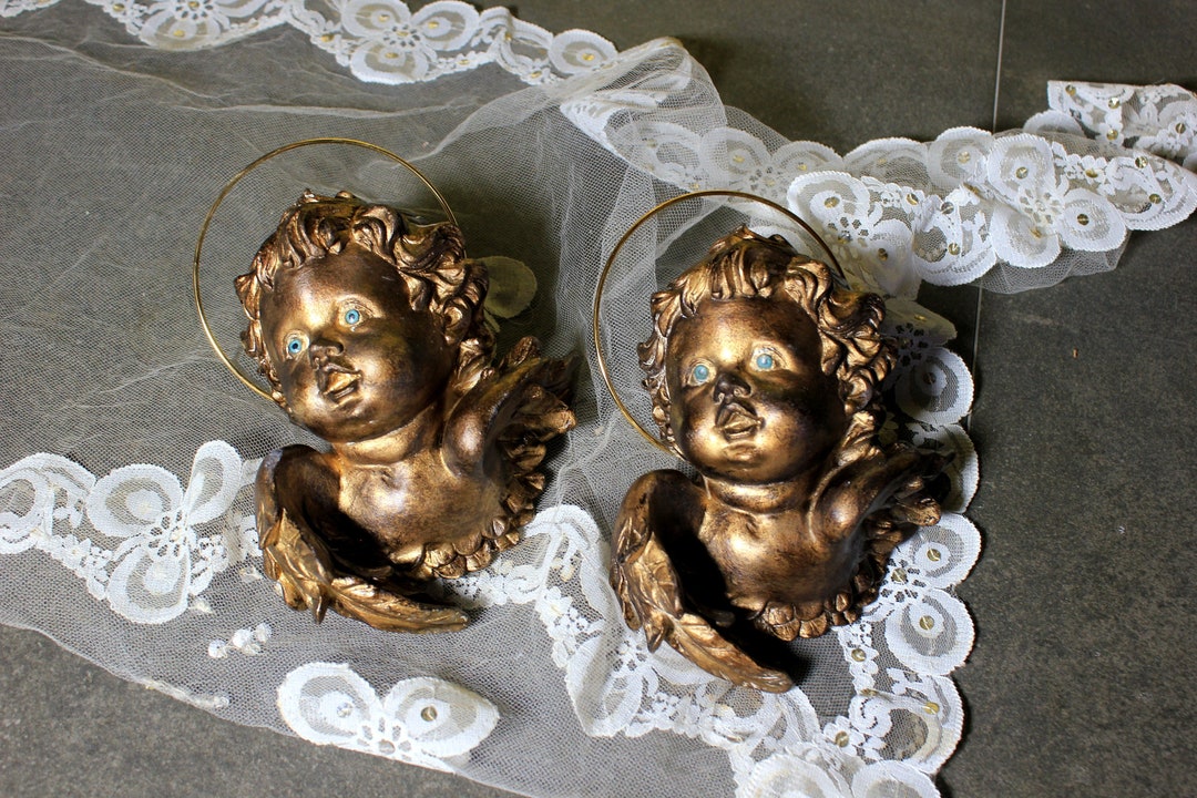 Set 2 Cherubs Angels Heads, Ancient Cherubs, Angels, Ancient Puttis ...
