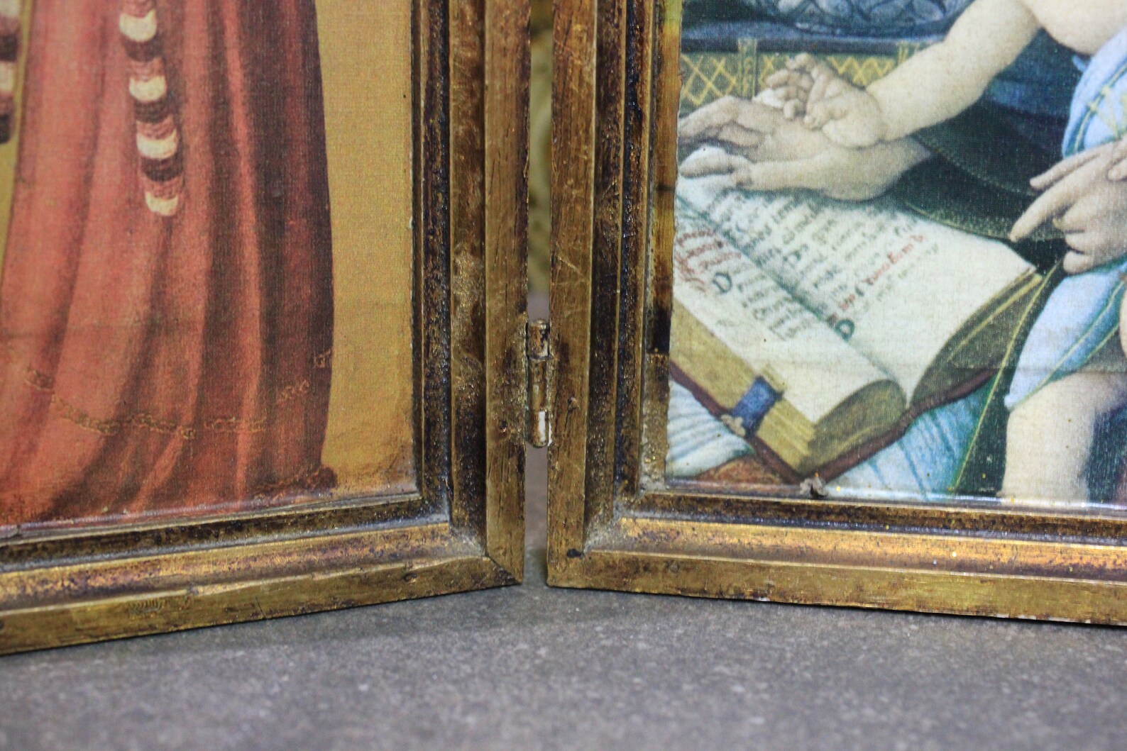 Antique Wooden Triptych Virgin With Child Golden Triptych - Etsy