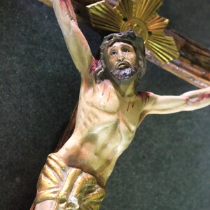 Antique Crucifix 19 Th, Jesus Crucifix, Glass Eyes, Wall Crucifix ...