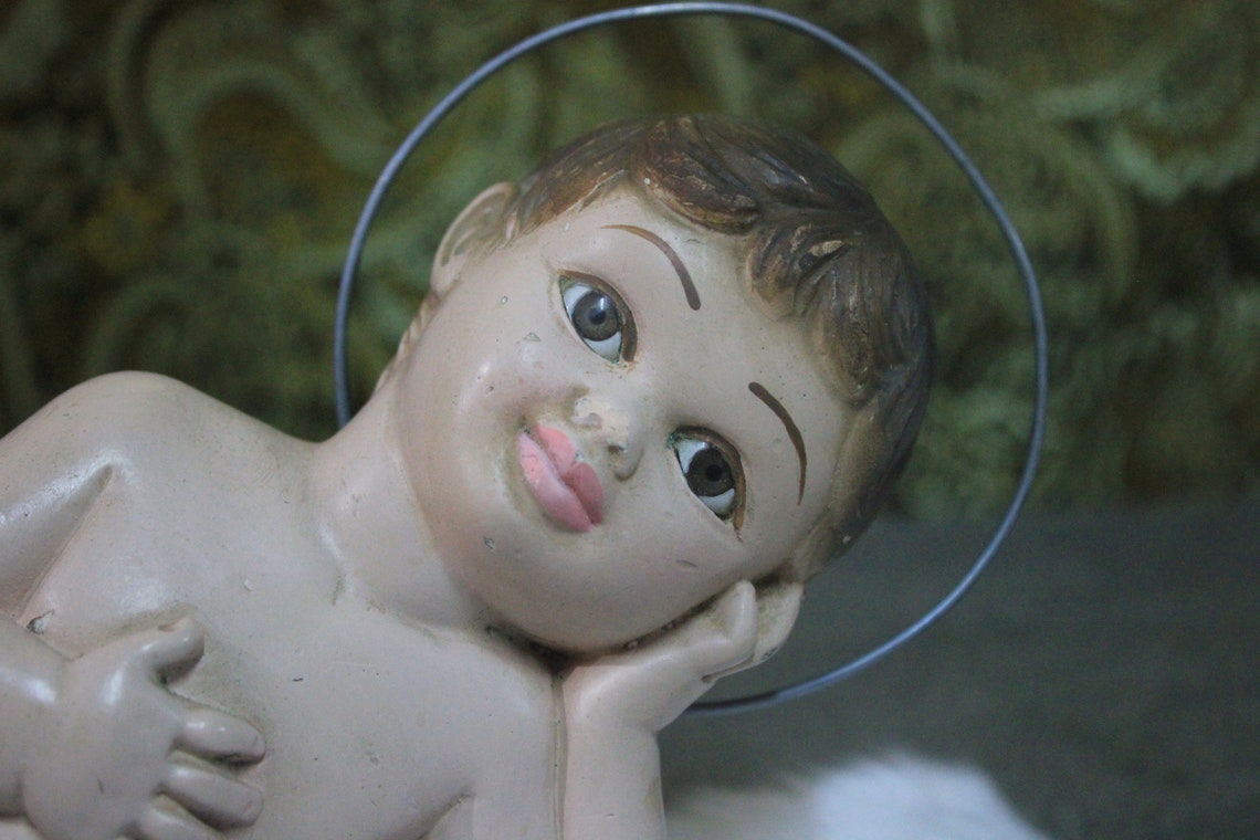 Baby Jesus With Cradle, 25 Cm, Baby Jesus, Vintage Baby Jesus, Plaster ...