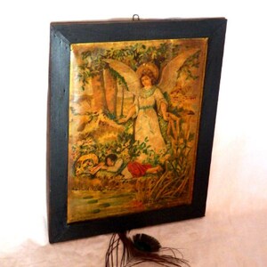 Antique Religious Lithography 19th, Guardian Angel, Art Nouveau ...