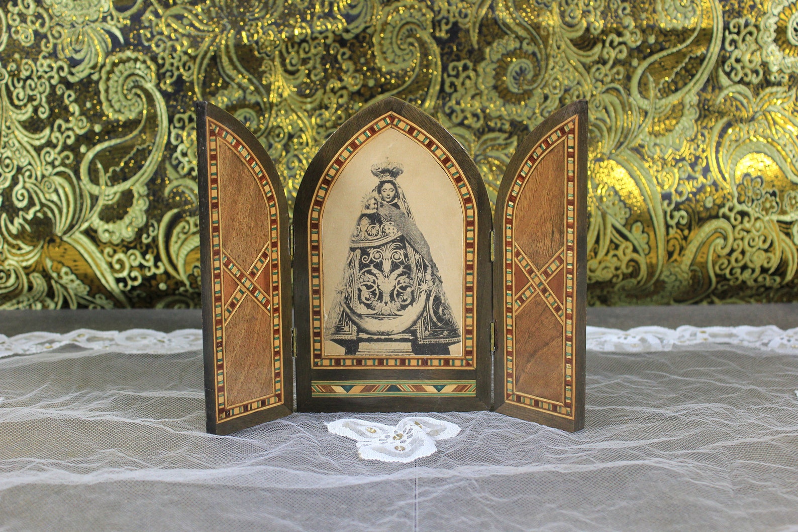 Antique Wooden Triptych Madonna With Child Wooden Triptych - Etsy